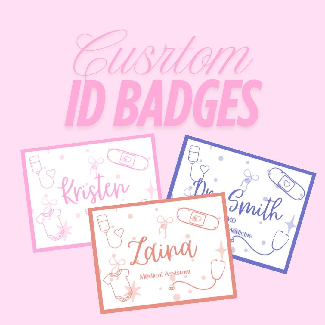 Kawaii Cute Aesthetic Custom Hospital Name Tag Design Made to Order ...