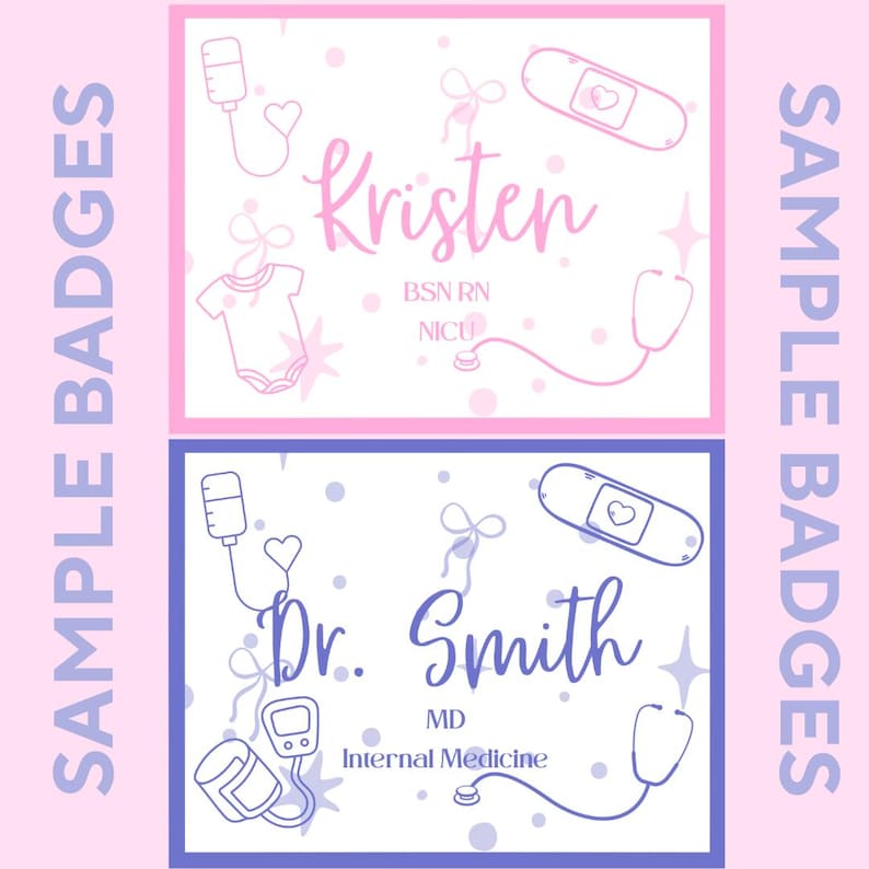 Kawaii Cute Aesthetic Custom Hospital Name Tag Design Made to Order ...