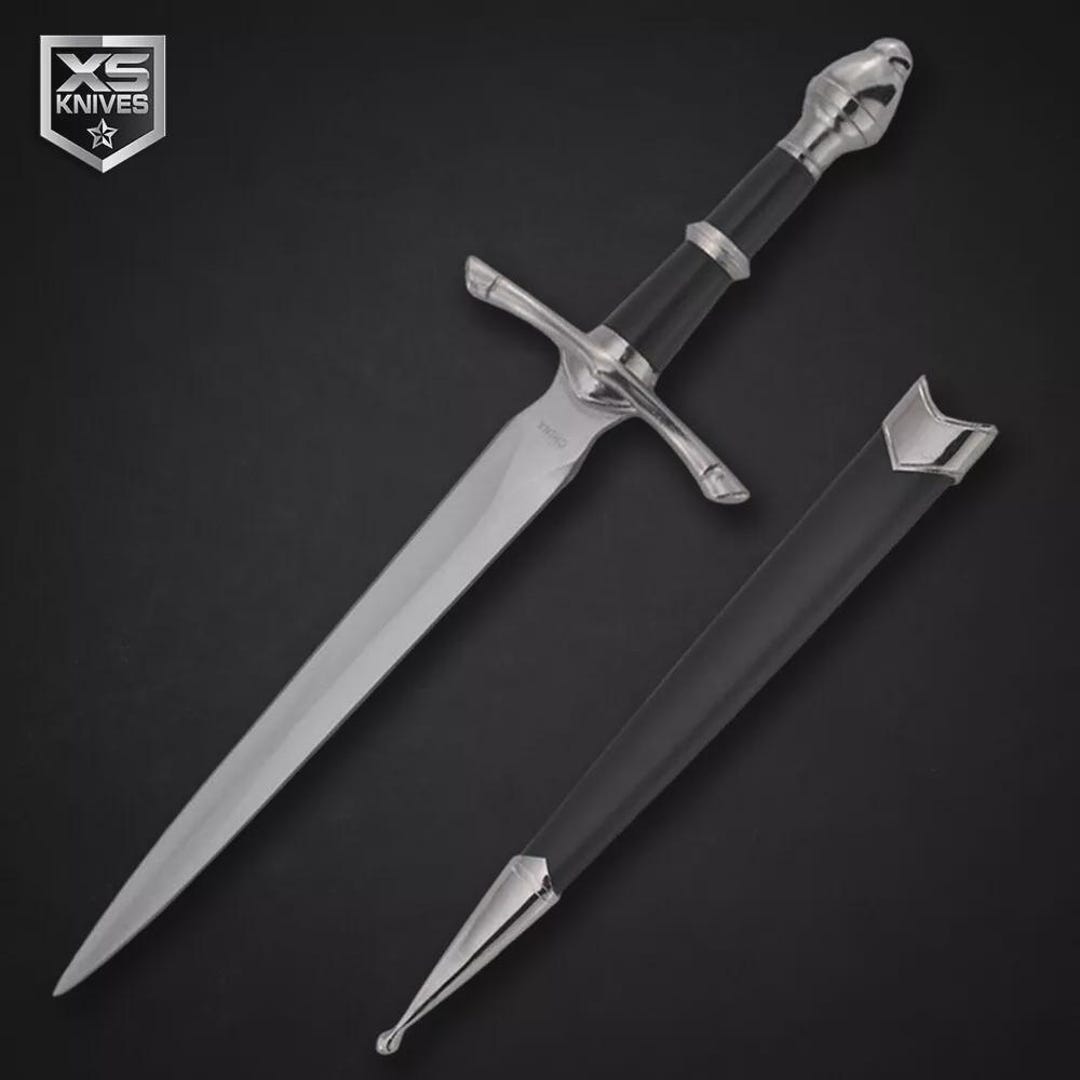 14" Medieval Knight Dagger Knife Chrome Finish Historical Short Sword ...