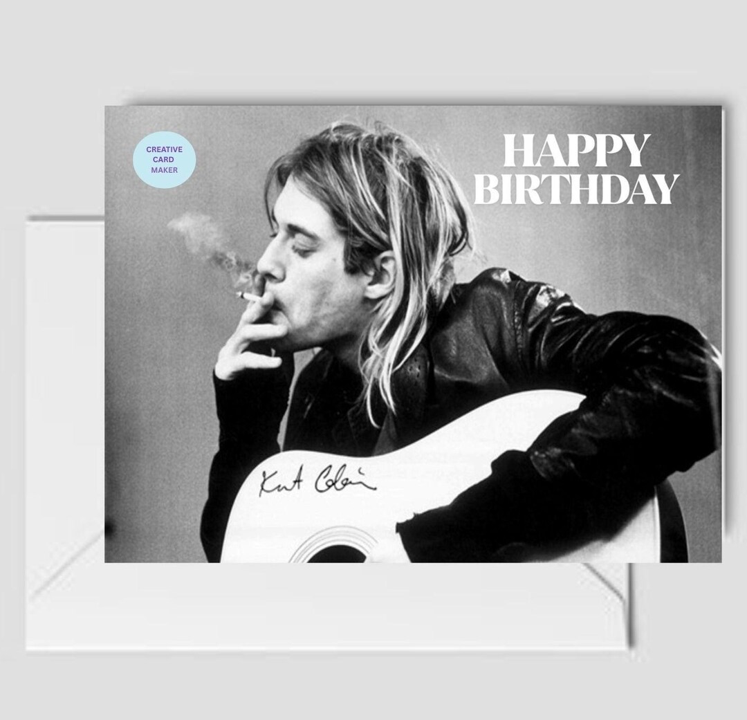 Nirvana Birthday Card - Kurt Cobain (blank Inside) - Etsy
