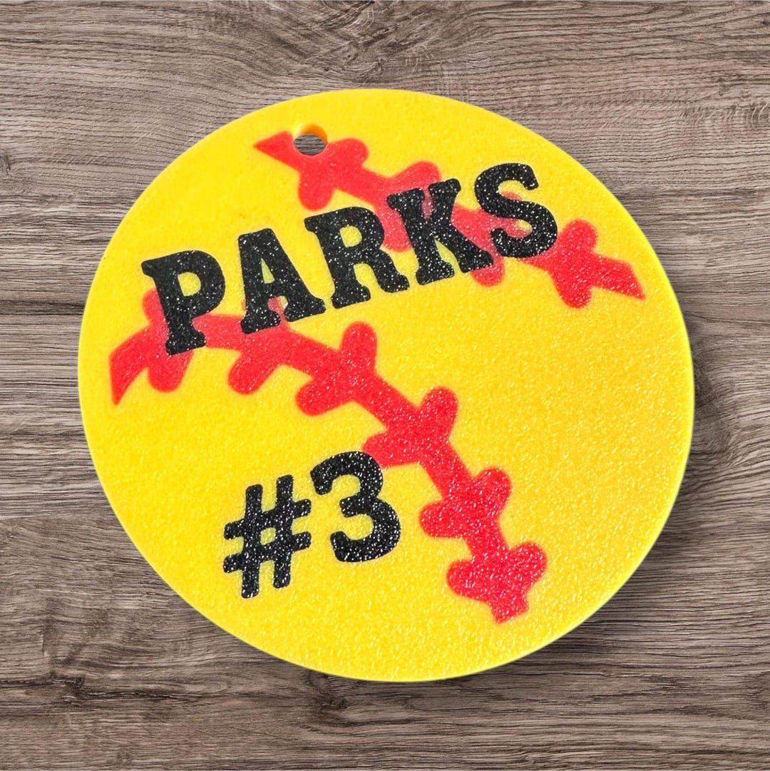 Personalized Softball Bag Tag | 3D Printed Name & Number Keychain ...