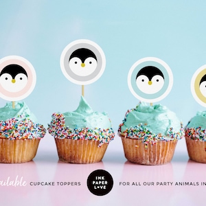 PENGUIN CUPCAKE TOPPERS, Printable Cupcake Toppers, Printable Birthday ...