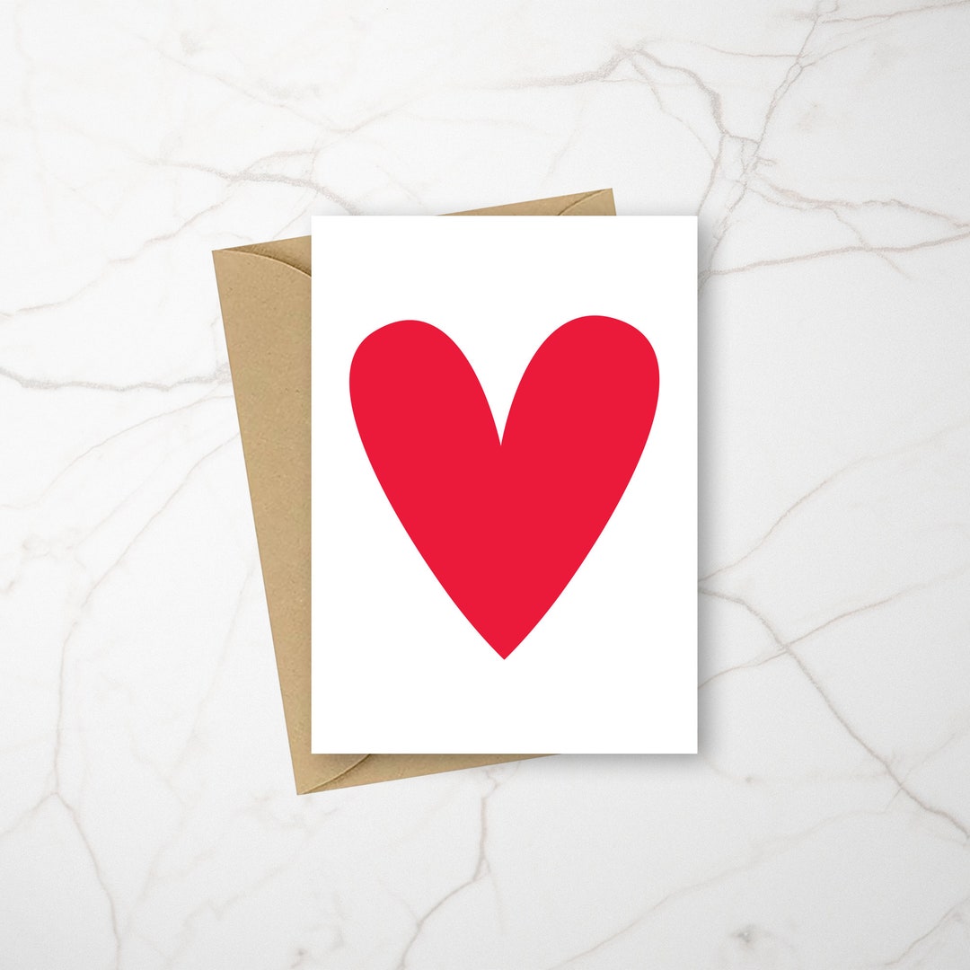 Heart Card, Valentines Day Card, Red Heart Card, Love Card, Heart Note ...