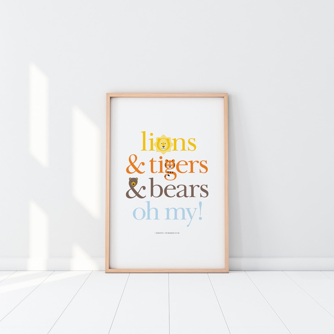 Lions and Tigers and Bears Oh My Art Print Wizard of Oz - Etsy