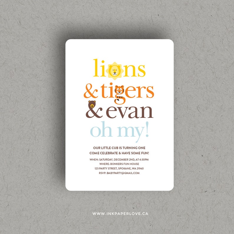 Lions and Tigers and Bears Oh My custom printable digital | Etsy