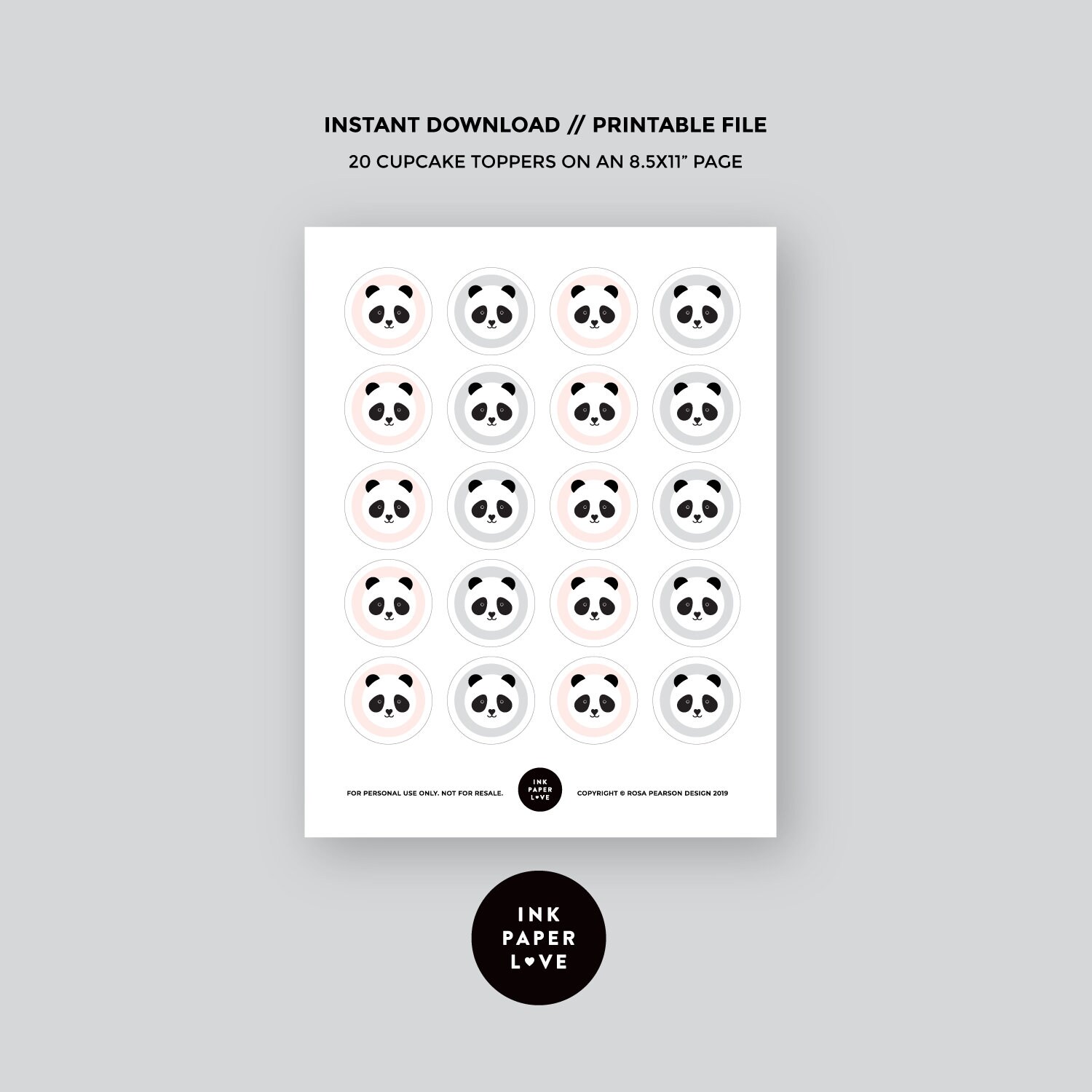 PANDA CUPCAKE TOPPERS Are Printable, for Kids Birthday Party Cupcakes ...