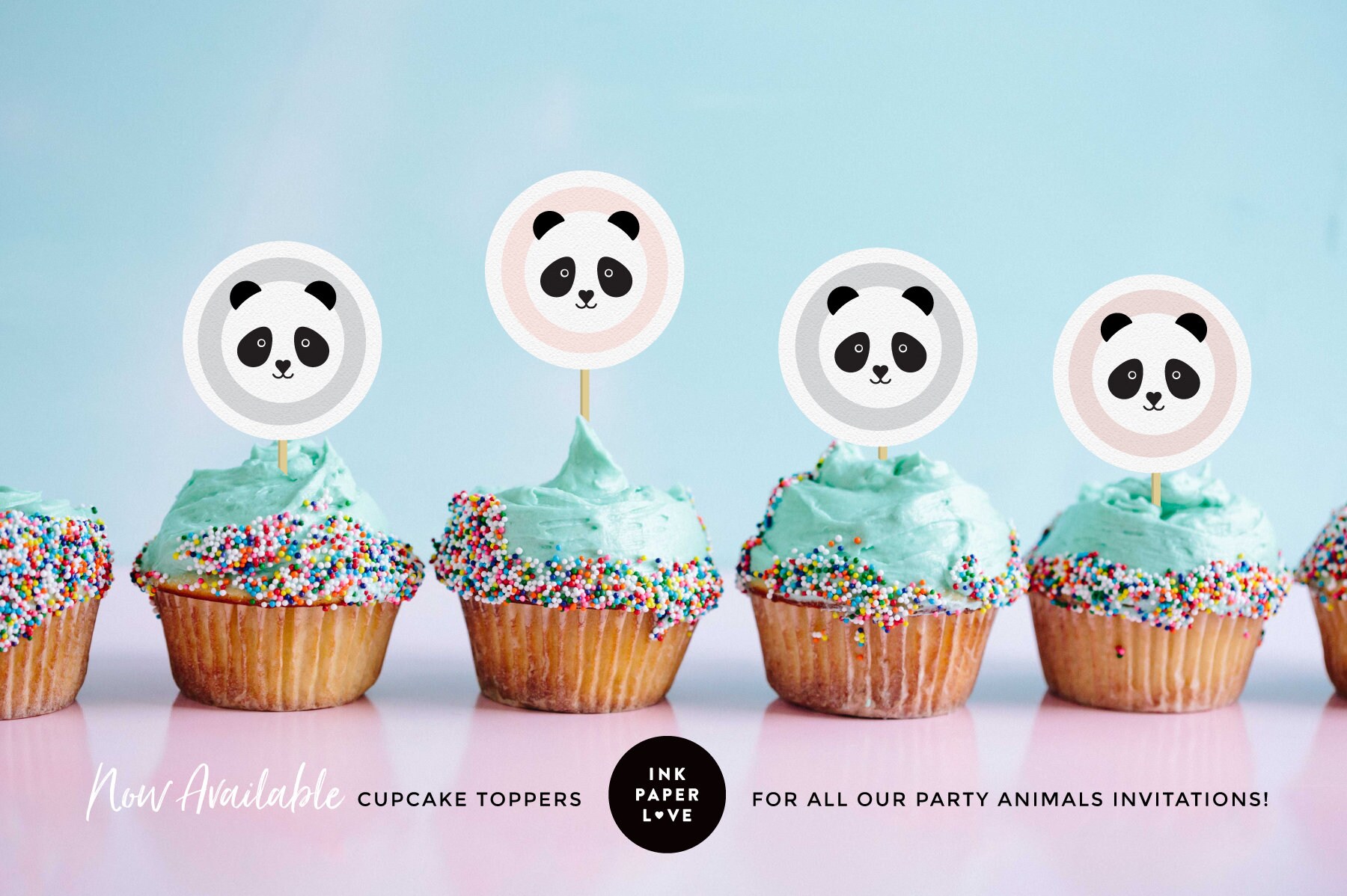 PANDA CUPCAKE TOPPERS Are Printable, for Kids Birthday Party Cupcakes ...