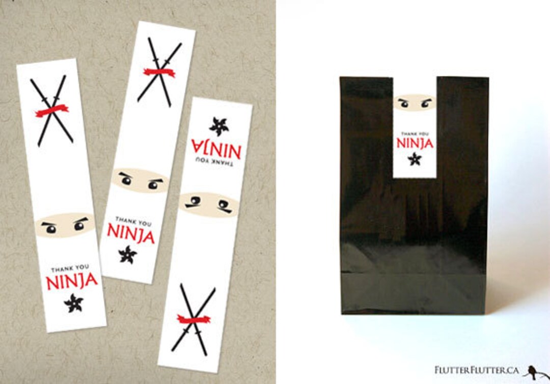 NINJA Birthday Party Printable Tags for Kids Loot Bag and Take Home ...