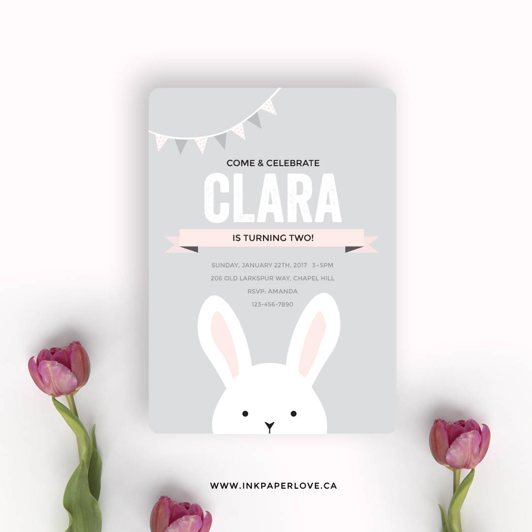 BUNNY PARTY INVITATION is Custom for Your Birthday Party, a Printable ...