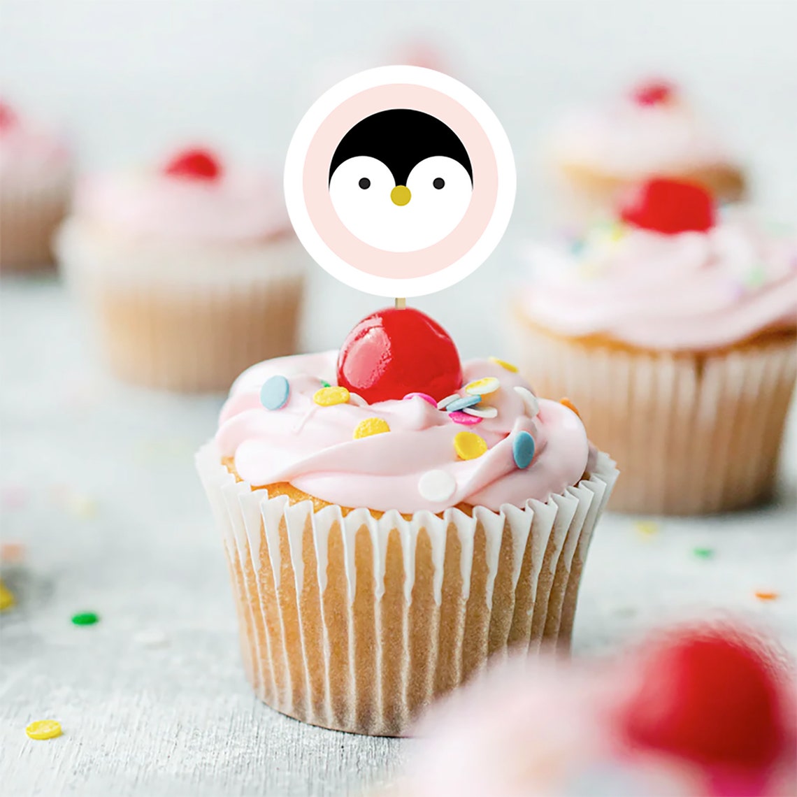 PENGUIN CUPCAKE TOPPERS, Printable Cupcake Toppers, Printable Birthday ...