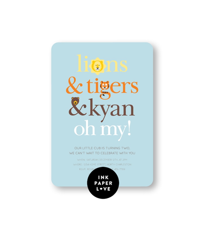Lions and Tigers and Bears Oh My Custom Printable Digital - Etsy