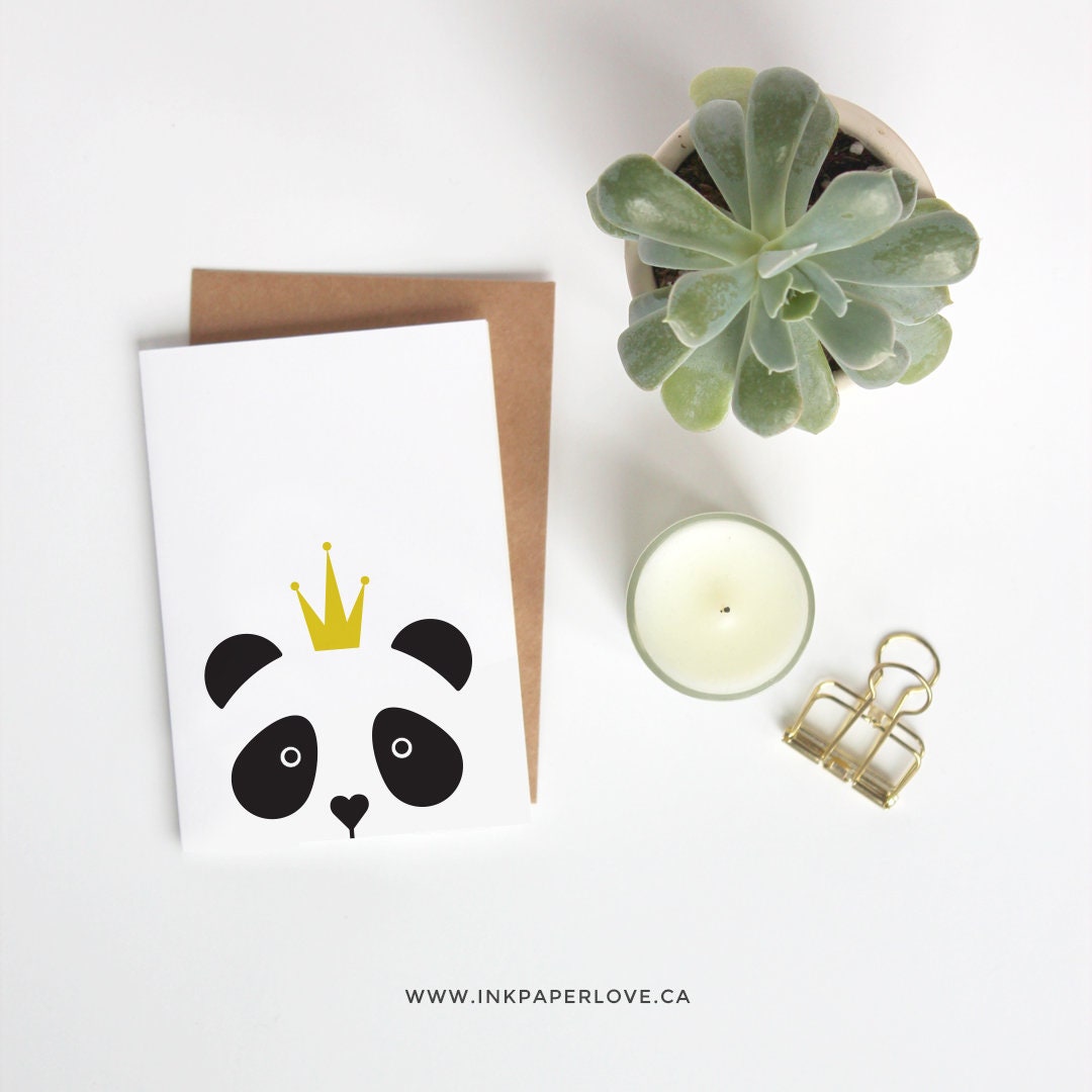 Panda Card, Panda Bear Birthday Gift, Cute Greeting Card, Animal ...