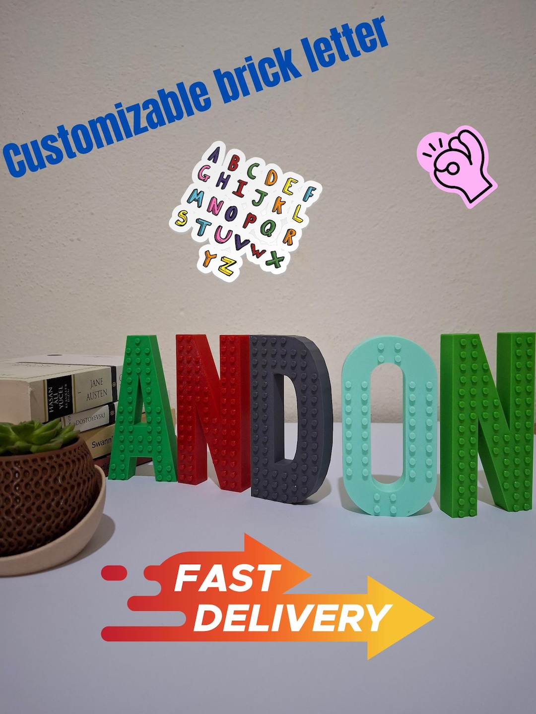 Custom LEGO Style Letters – 3D Printed Name Sign, Personalized Brick ...