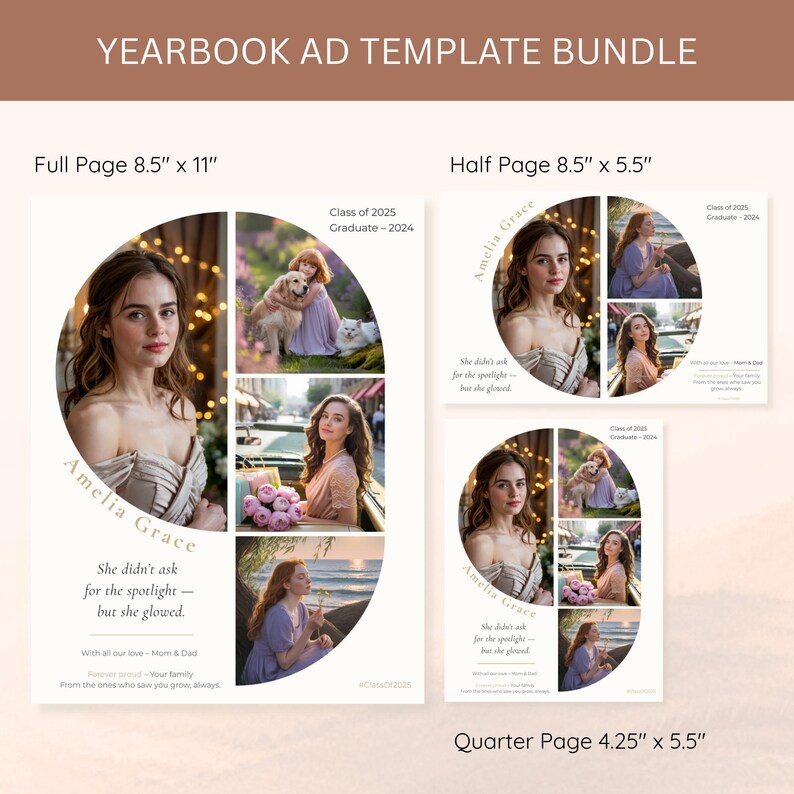 Editable Yearbook Ad Canva Template - Senior Tribute Full/half/quarter ...