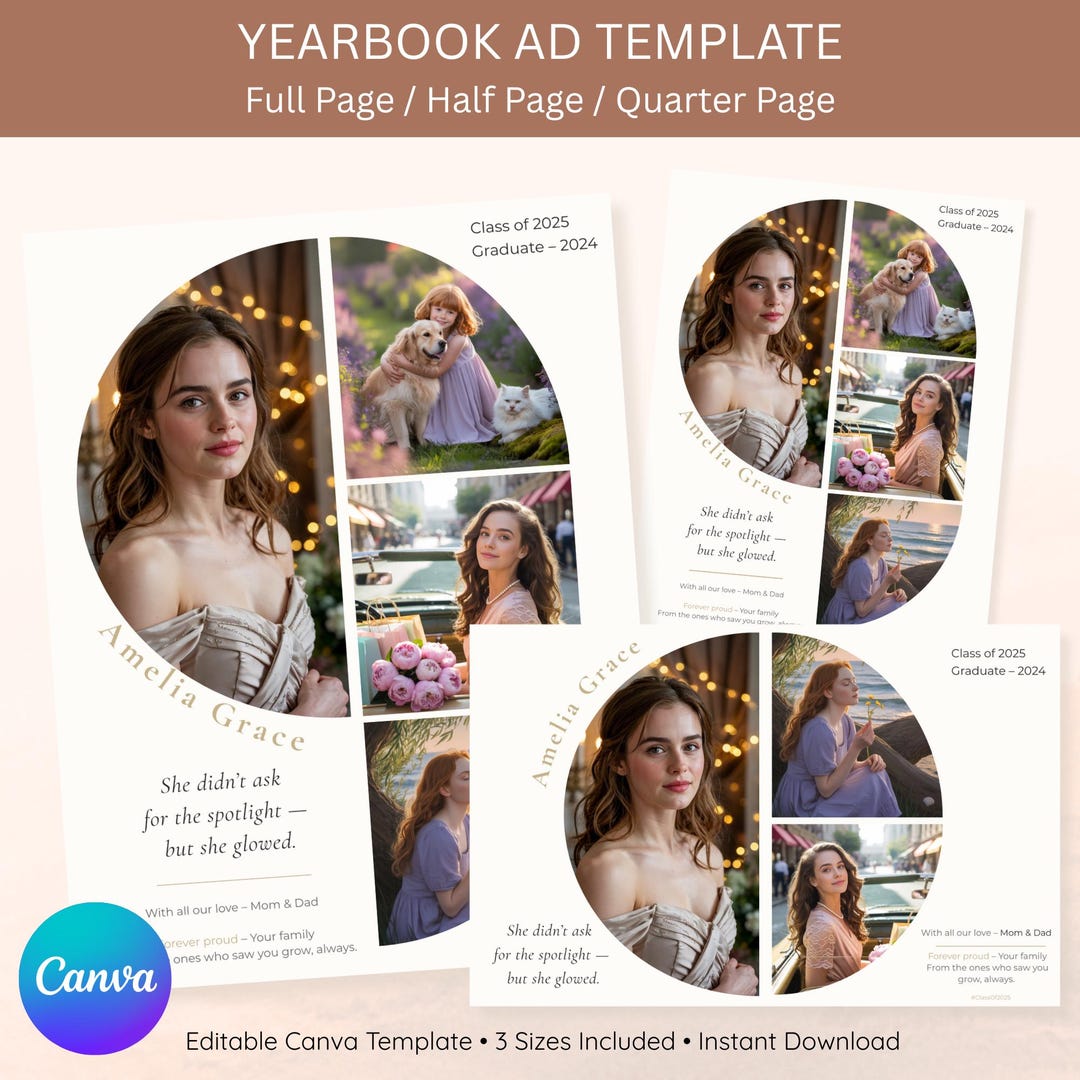 Editable Yearbook Ad Canva Template - Senior Tribute Full/half/quarter ...