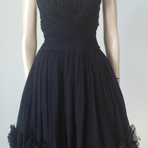1960s LBD Chachacha Dress / 60s Silk Chiffon Cocktail Dress / 60s ...