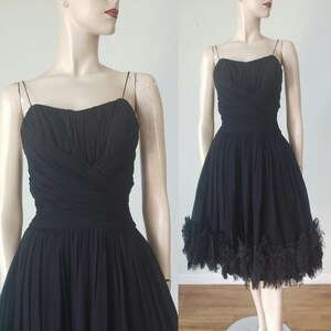 1960s LBD Chachacha Dress / 60s Silk Chiffon Cocktail Dress / 60s ...