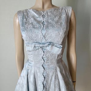 Ice Blue 1950s Suzy Perette Embroidered Satin Party Dress With Bow ...