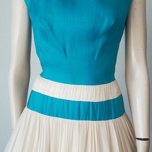 1950s Luis Estevez Silk Colorblock Cocktail Dress With Layered Skirt ...