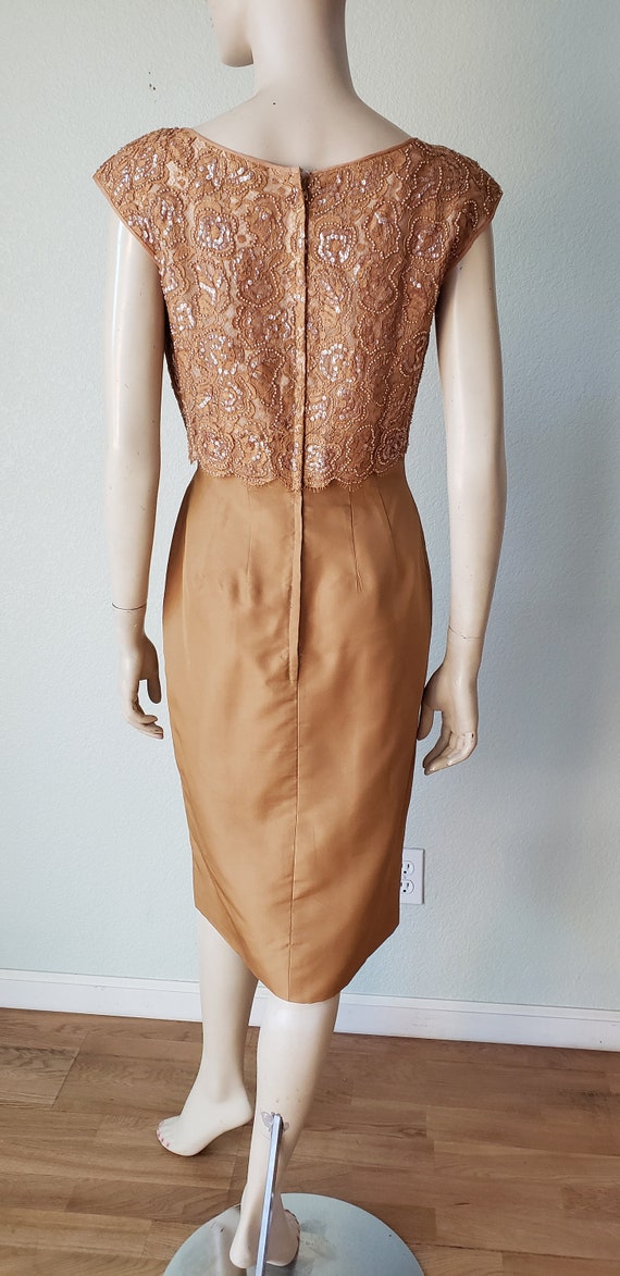 1960s Colin Original Silk Wiggle Dress with Lace and … - Gem