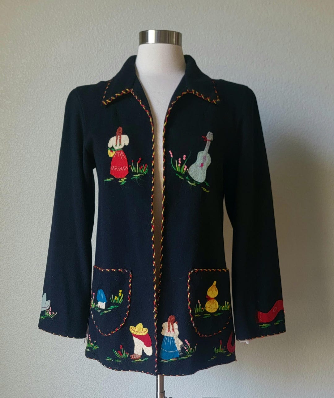 Fabulous 1940s Mexican Souvenir Jacket / 1940s Wool Embroidered ...