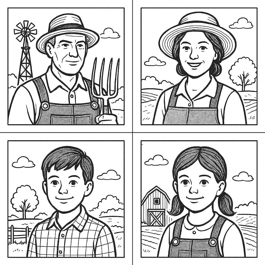 Wholesome Farm Family Coloring Pages - Etsy