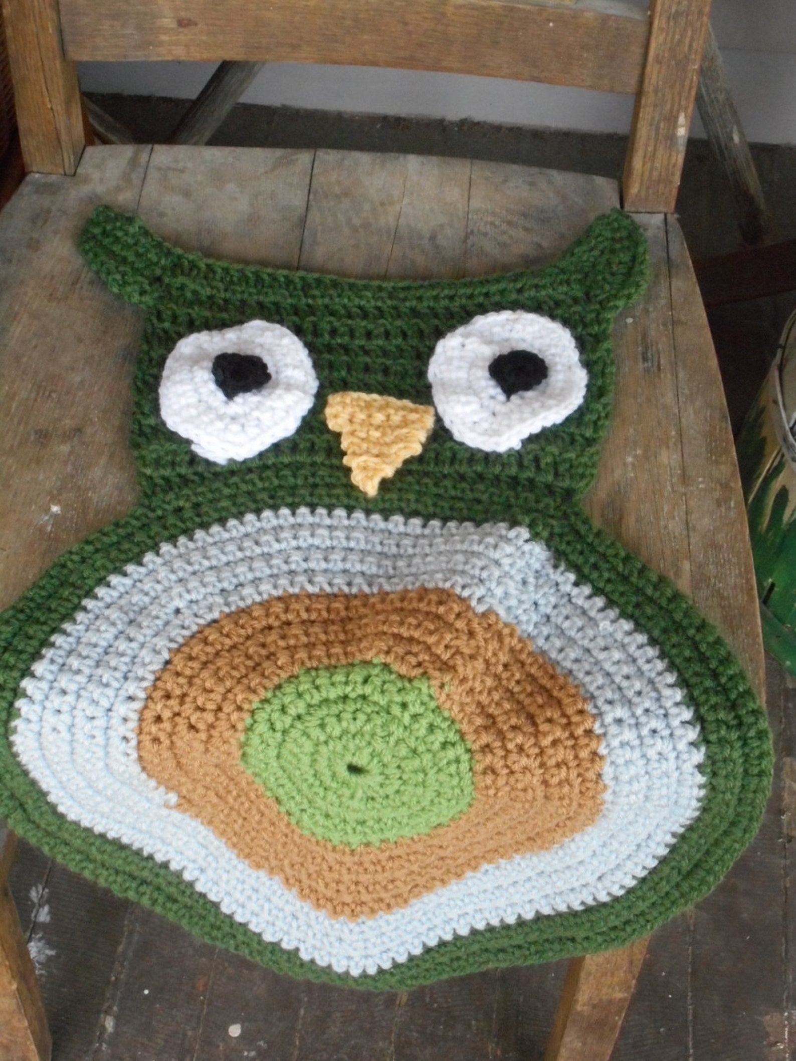 Hoot, the Owl Rug. Boys Camo Crocheted Handmade Owl in Earth Tones ...