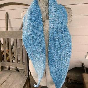 The Watercolor Boho Crocheted Handmade Periwinkle Blue Long Scarf. # ...