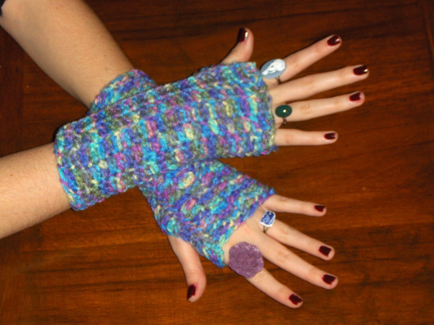 Monet Fingerless Gloves Bohochic Shabby Crochet Gloves Pastel Paint ...