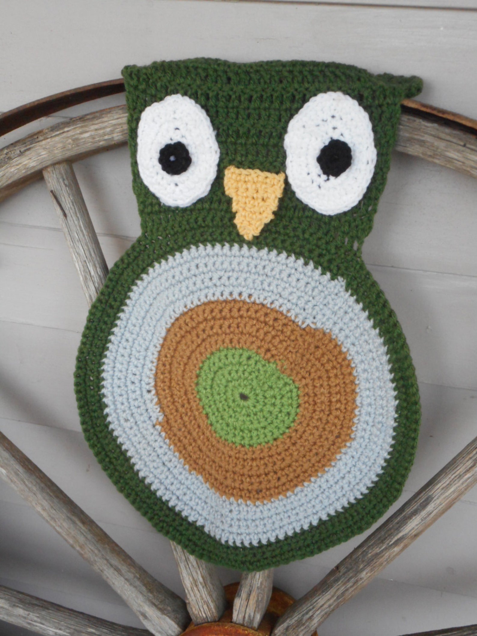 Hoot, the Owl Rug. Boys Camo Crocheted Handmade Owl in Earth Tones ...