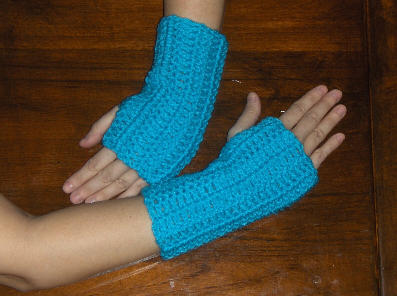 Turquoise Childrens Fingerless Texting Gloves Handmade Short Glove ...