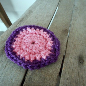 Mini Doll House Crocheted Round Rug in Pink & Amethys. Round, Handmade ...