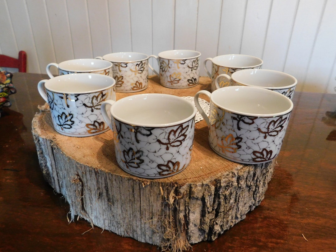 Vintage Gabbay China Mugs With Gold Leaf Design. Bone China Gold Veins ...