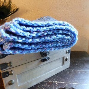 The Watercolor Boho Crocheted Handmade Periwinkle Blue Long Scarf. # ...