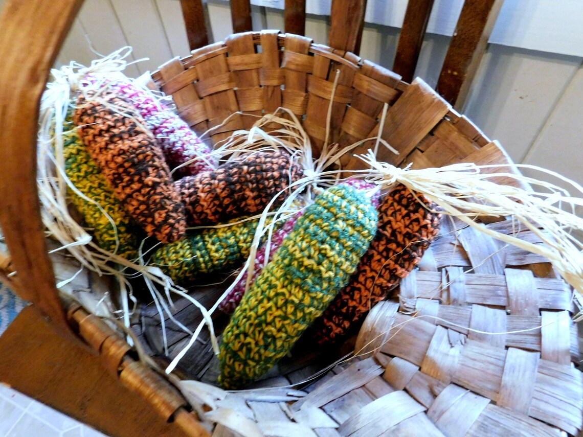 MAIZE Indian Corn Ornament. Harvest Fall Autumn Decor. Rustic Crochet ...