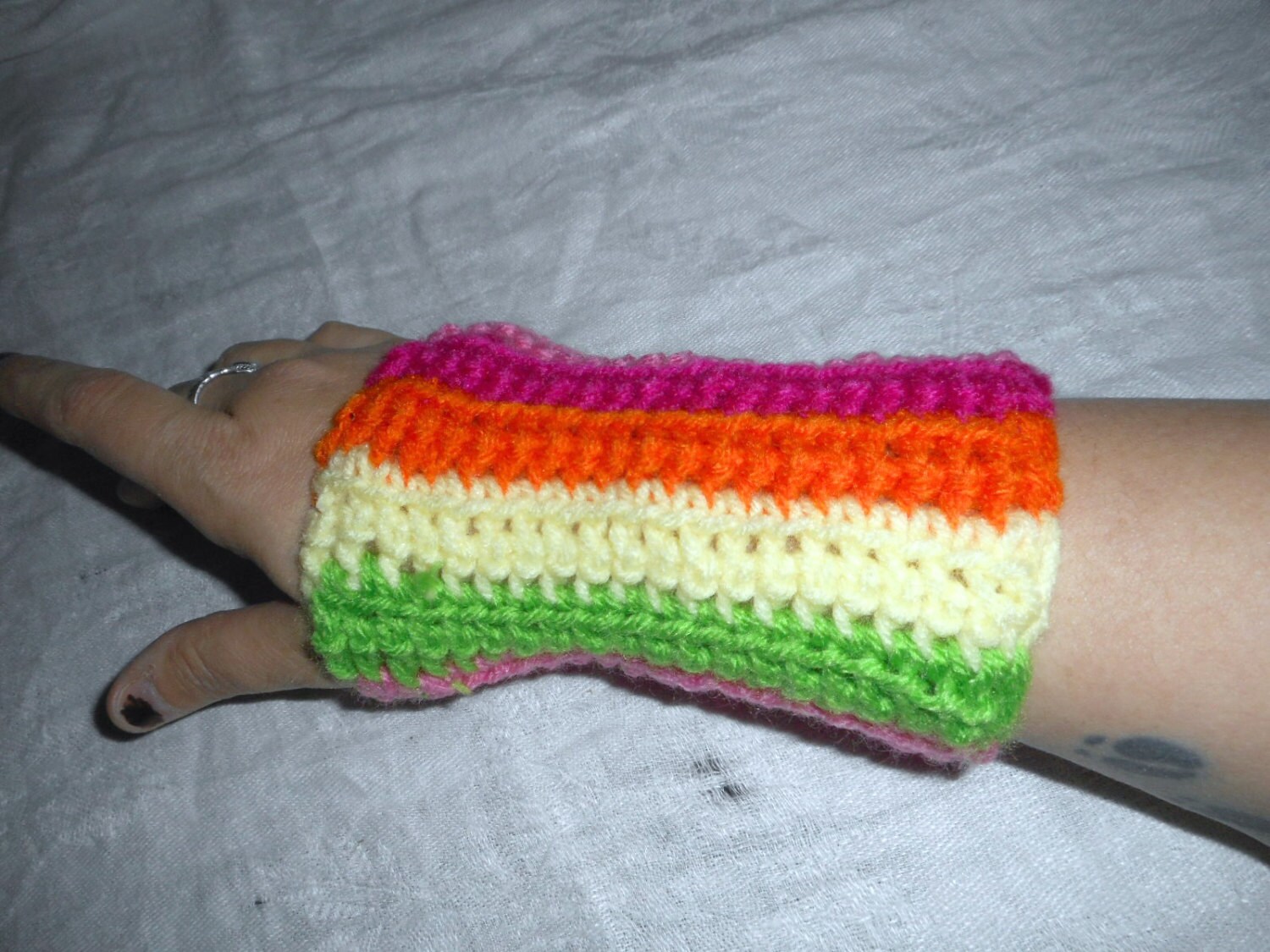 Pastel Rainbow Wrist Warmers Arthritis Protector Striped Arm | Etsy