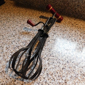 Ecko Vintage Egg Beater Mixer With Red and Cream Wood Handle Made in ...