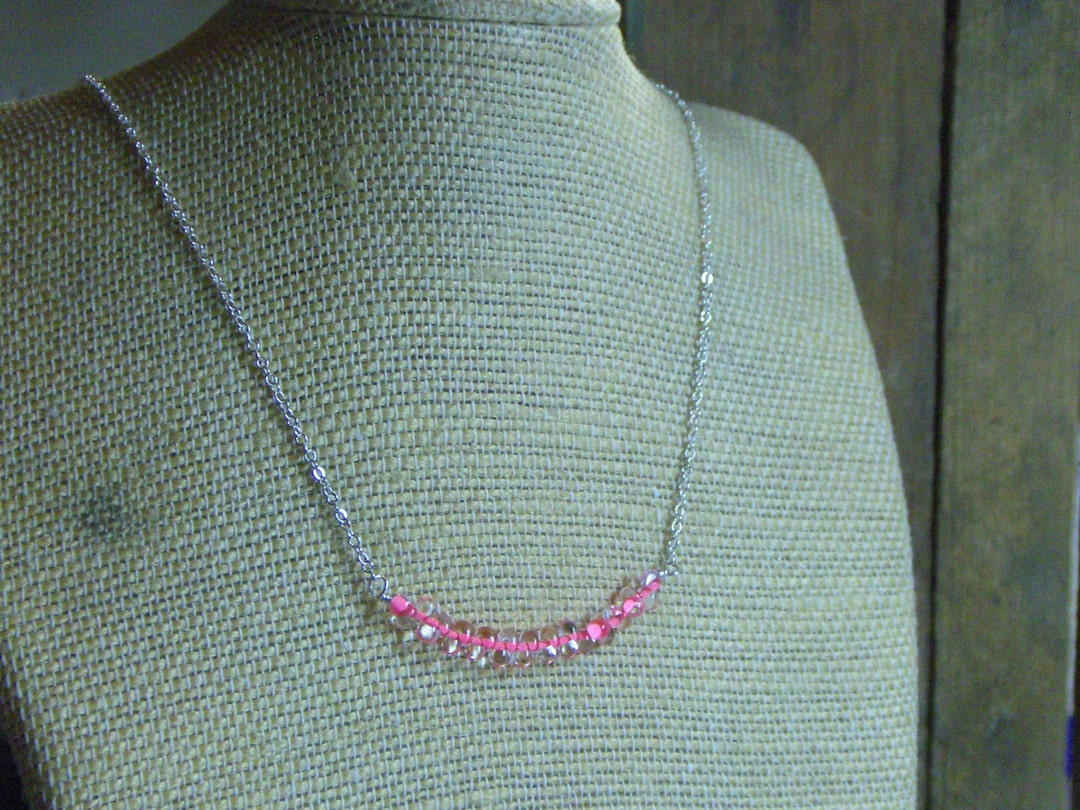 Mermaid Tears. Antique Pink Tear Drop Glass Droplets Handmade Necklace ...