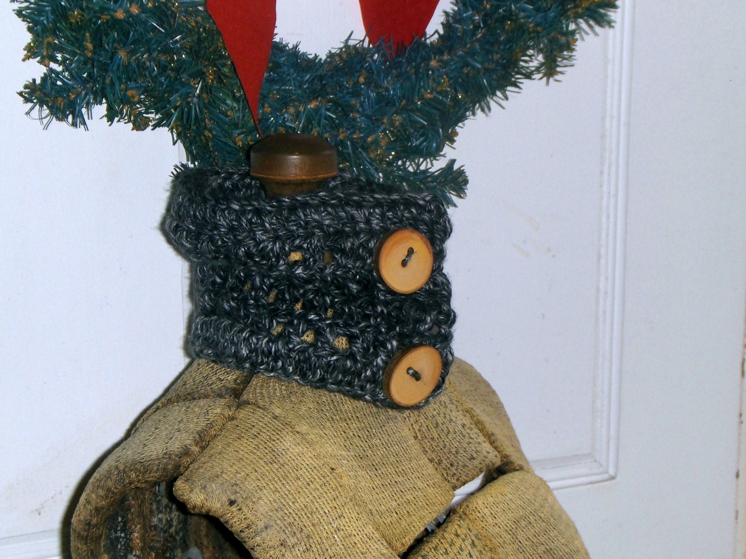 Wolf Thorn Gray Tweed Chunky Boho Handmade Crochet Neck Cowl Ear / Head ...