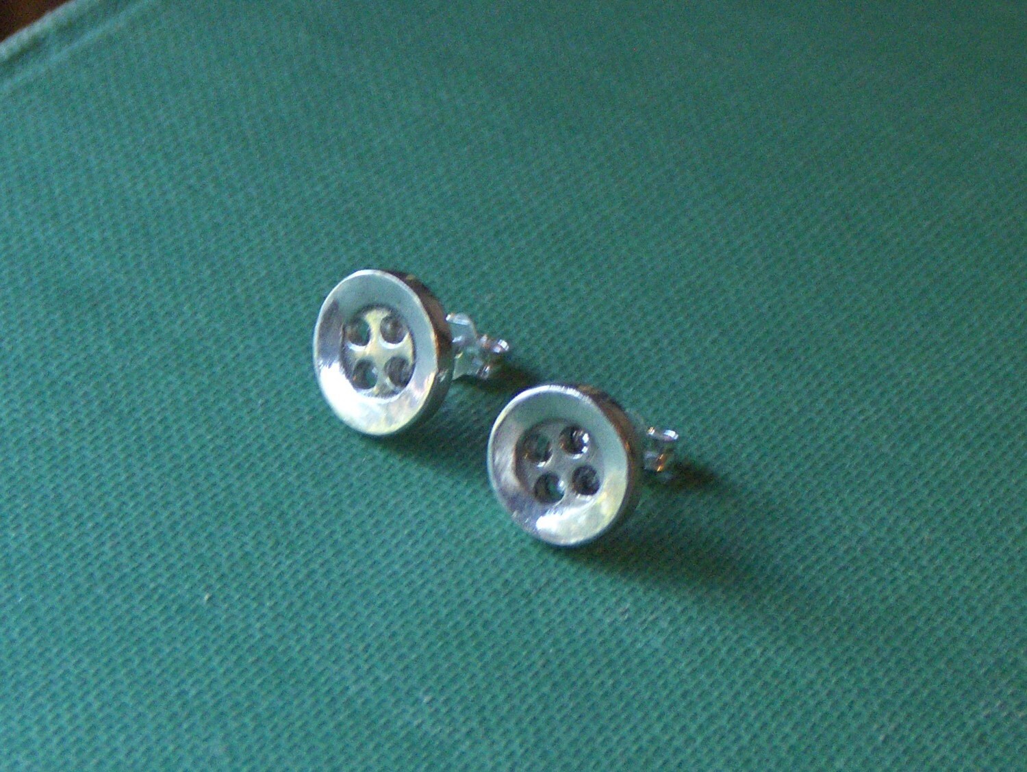 Cute as A Button Sterling Silver Button Earrings Lost Wax Cast | Etsy