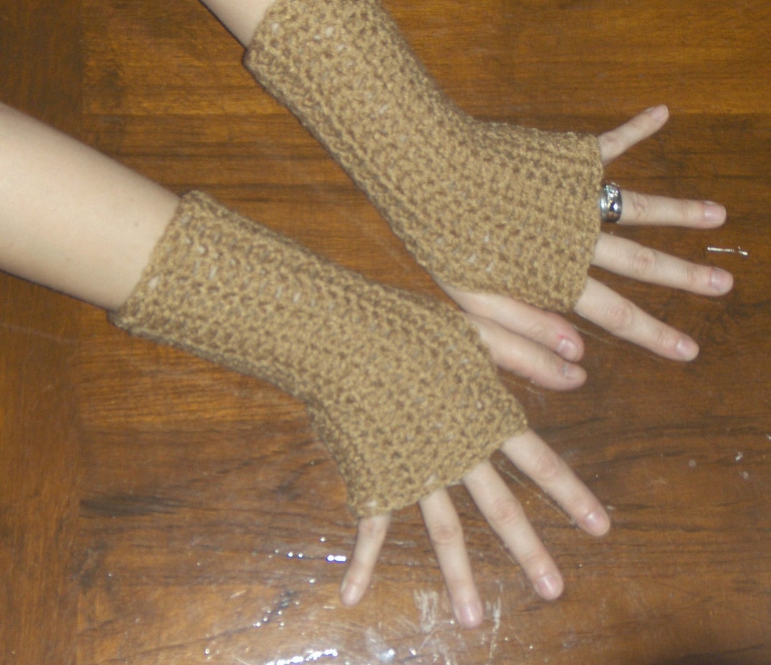 Feathered Fawn Fingerless Texting Gloves BOHO Handmade Crochet Arm ...