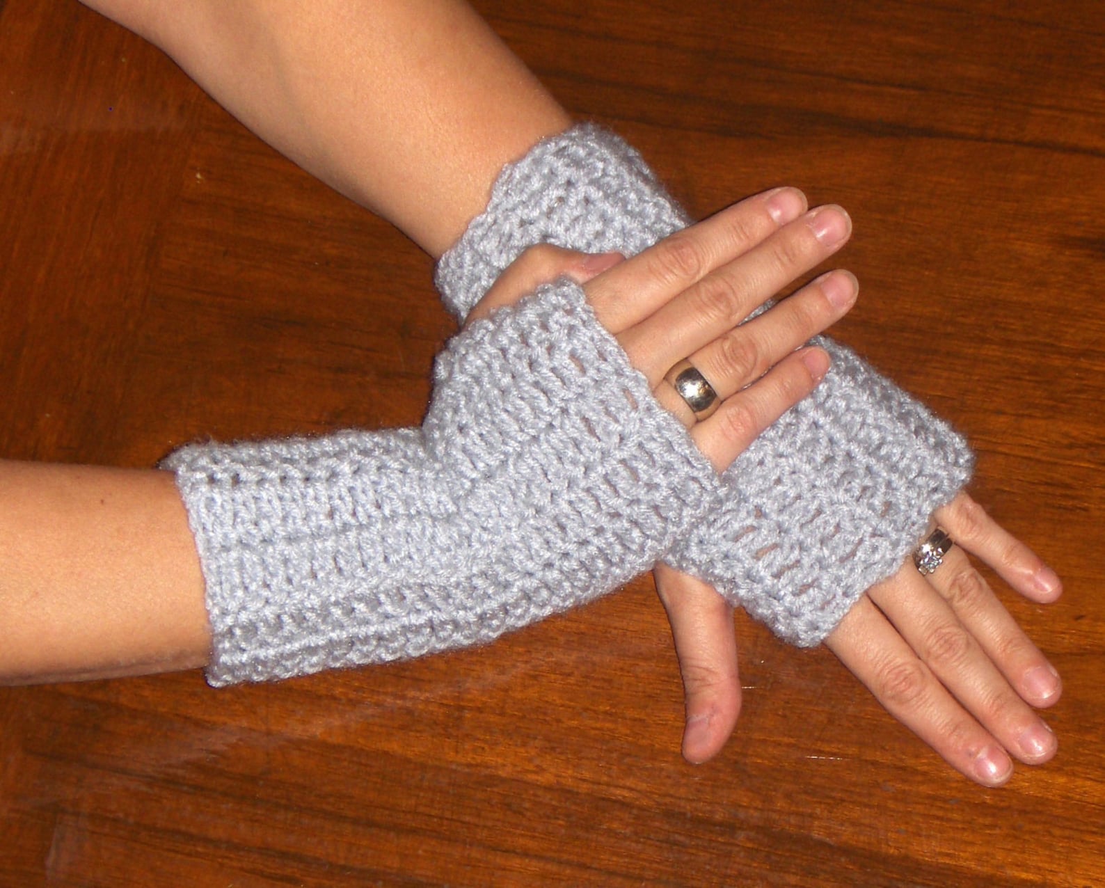 Fingerless Gloves the Grey Goose Light Gray Crochet Rustic | Etsy