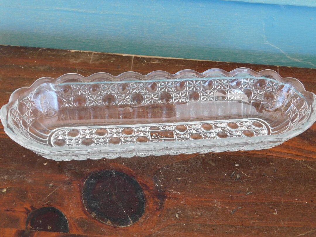 Vintage Avon Butter Dish, Scalloped Glass, Long Oval Bowl - Etsy