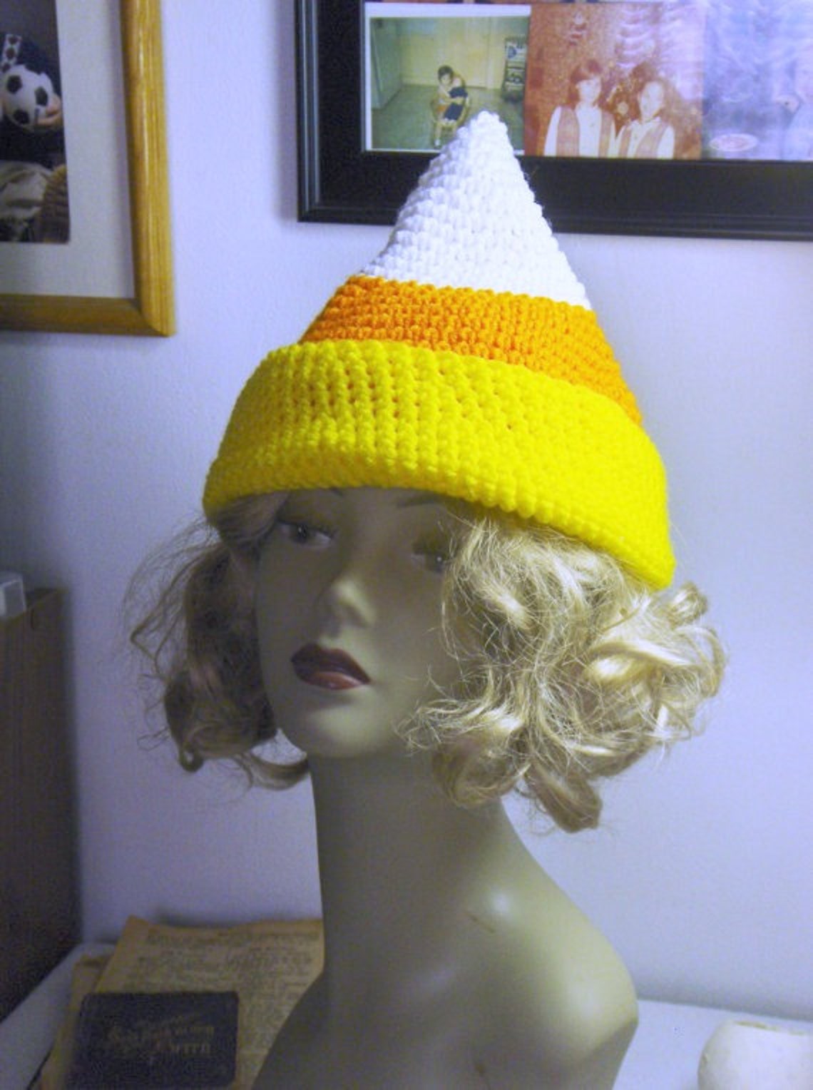 Candy Corn Crocheted Adult Sized Halloween Hat Made to Order. - Etsy