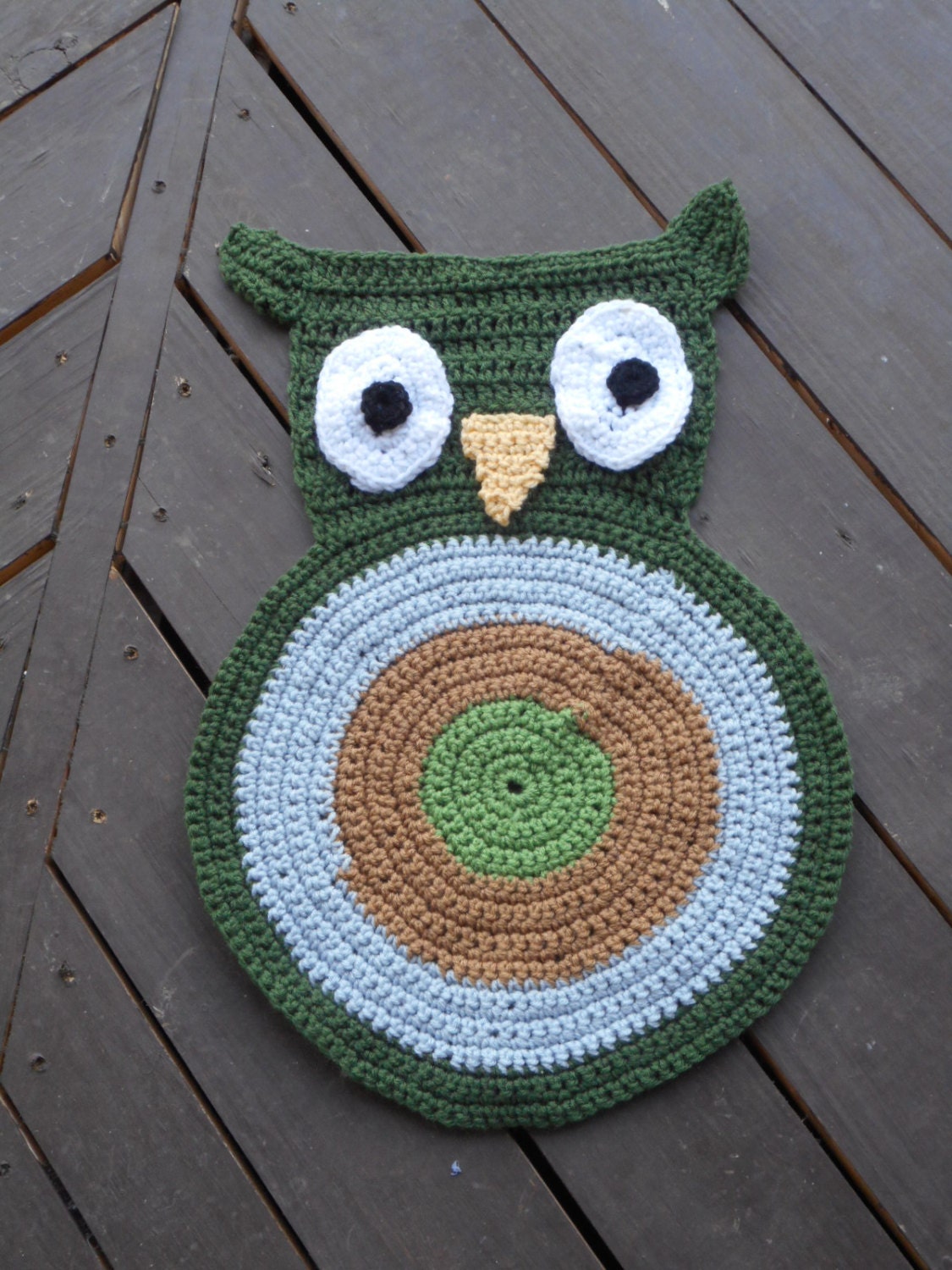 Hoot the Owl Rug. Boys Camo Crocheted Handmade Owl in Earth | Etsy