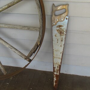 Vintage Wood Handled Hand Tapered Saw for Folk Art Painting. Rustic ...
