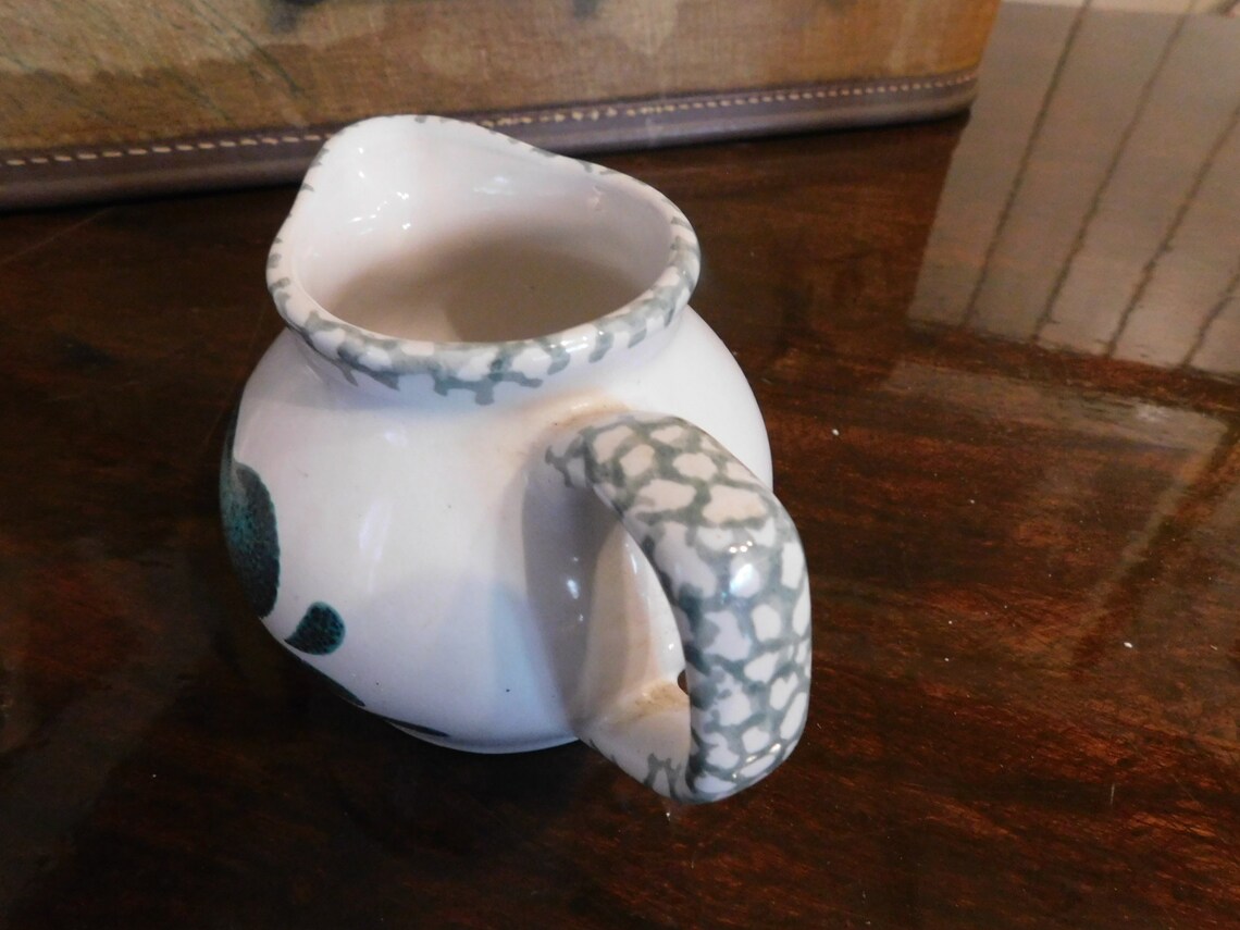Cute little Country style creamer with emerald green heart | Etsy