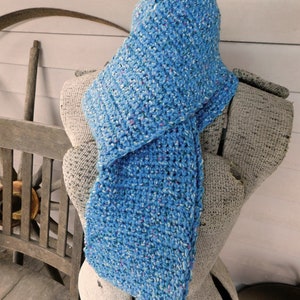 The Watercolor Boho Crocheted Handmade Periwinkle Blue Long Scarf. # ...