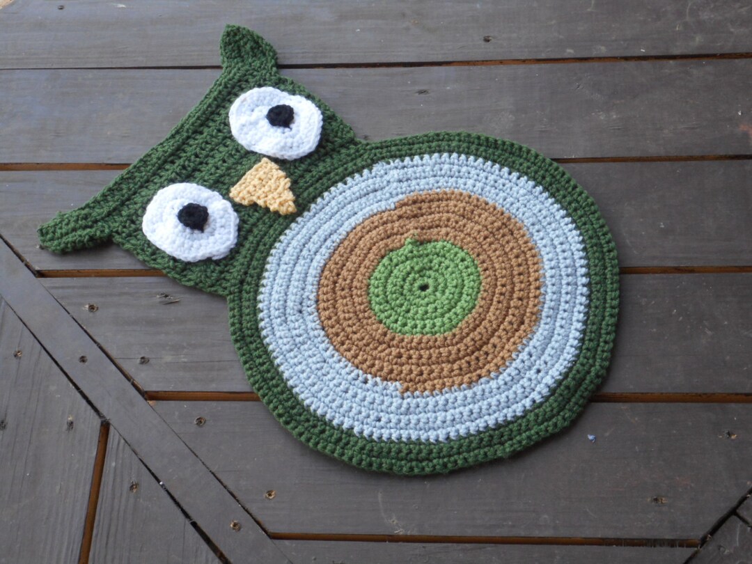 Hoot, the Owl Rug. Boys Camo Crocheted Handmade Owl in Earth Tones ...