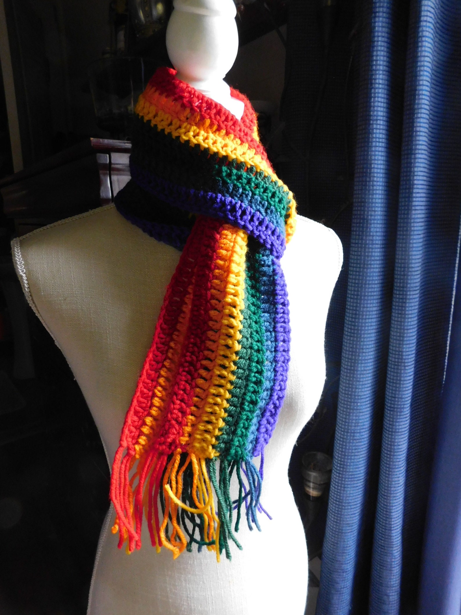 The Rainbow Scarf Hand Crocheted Crochet Handmade Adult or Child Scarf ...